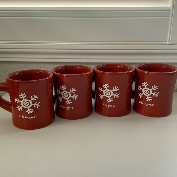 Life Is Good | Kitchen | Life Is Good Snowflake Mugs Set Of 4 | Poshmark